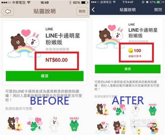 從60變100 iOS系統買LINE貼圖變貴了？ - 科技 - app01
