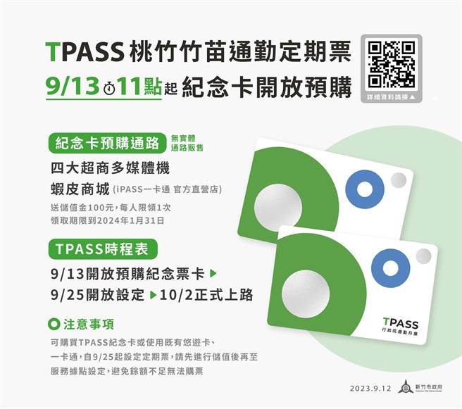 桃竹竹苗通勤TPASS 紀念卡明起開賣 - 生活 - 中時