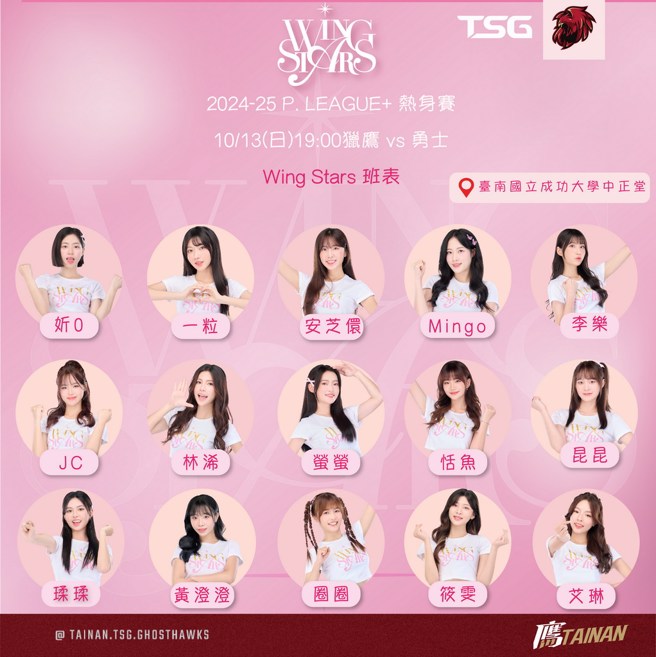 PLG》Wing Stars組最甜鷹援團 兩場成大熱身賽輪值曝光 - 體育 - 中時